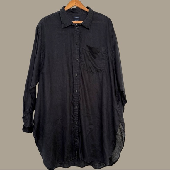 GAP | Tops | Gap 0 Linen Black Weekend Tunic Shirt Szxxl Beachy Coastal ...
